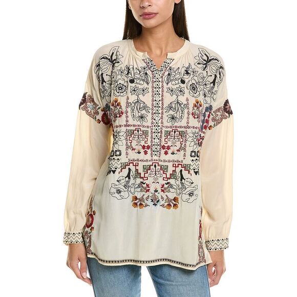 Johnny Was | Tops | Johnny Was Womens Niccola Silk Tunic White | Poshmark